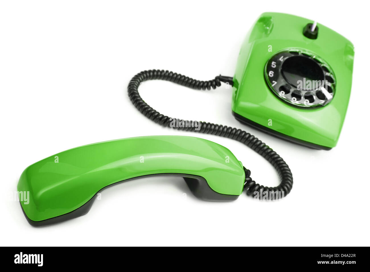 green retro telephone isolated Stock Photo - Alamy
