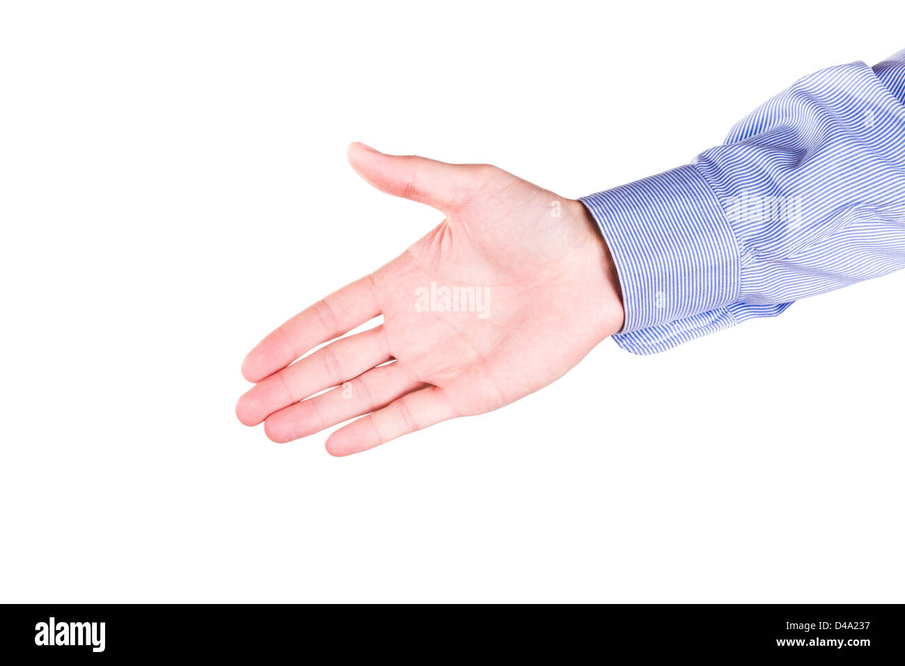 Male hand stretching for handshake isolated on white Stock Photo - Alamy