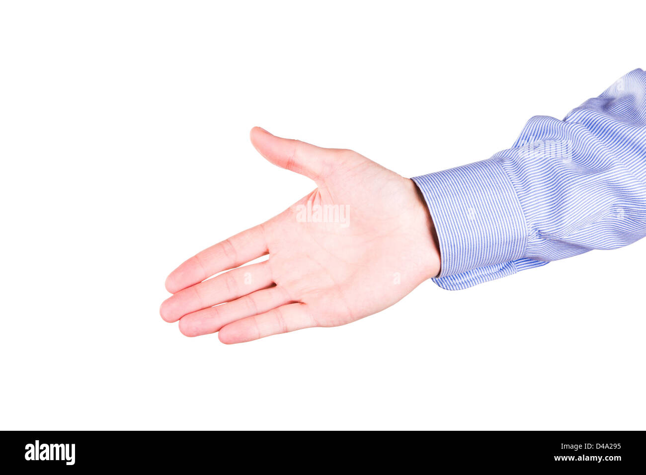 Male hand stretching for handshake isolated on white Stock Photo - Alamy