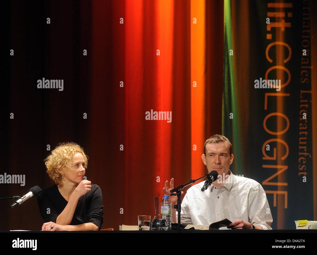 Cologne, Germany, 9th March, 2013. Actress Katja Riemann sits next to ...