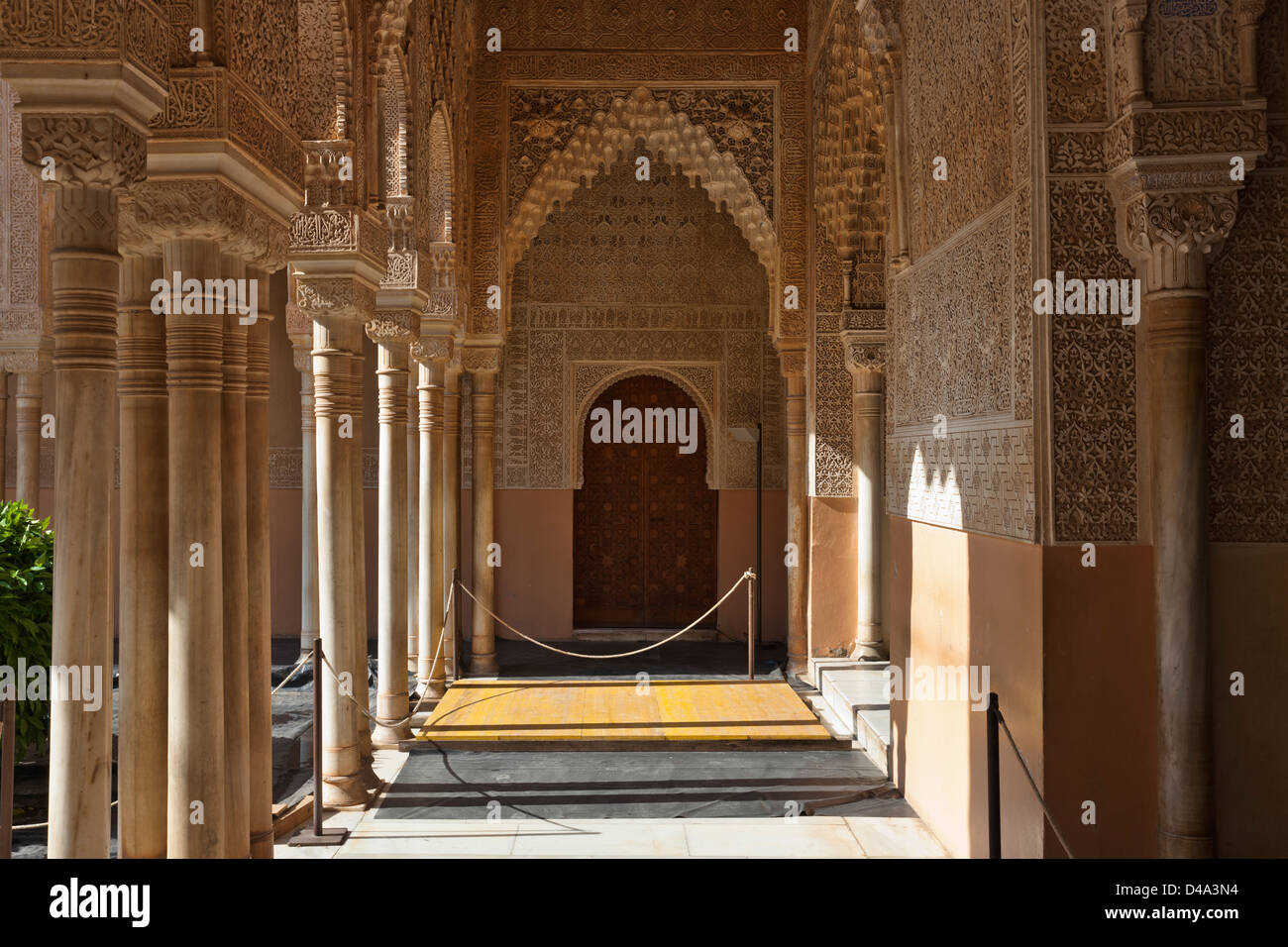 Arched gallery in the Court of the Lions in Alhambra, Granada Stock ...