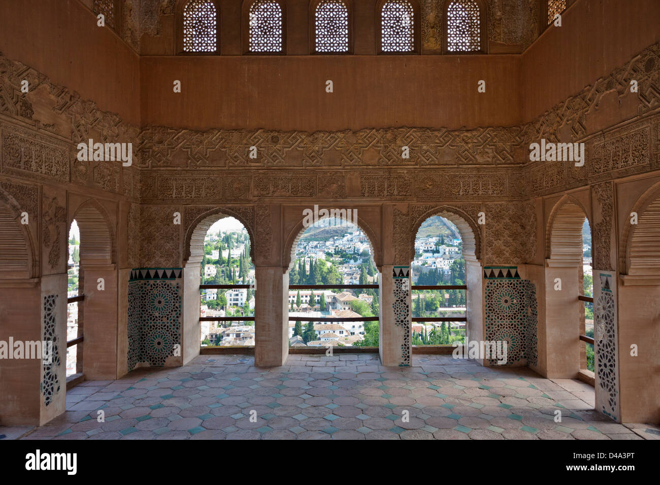 Inside Portico of Ladies Tower, part of the Alta Alhambra in Granada ...