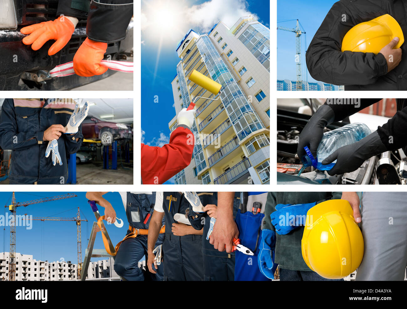 Collage building workers hi-res stock photography and images - Alamy