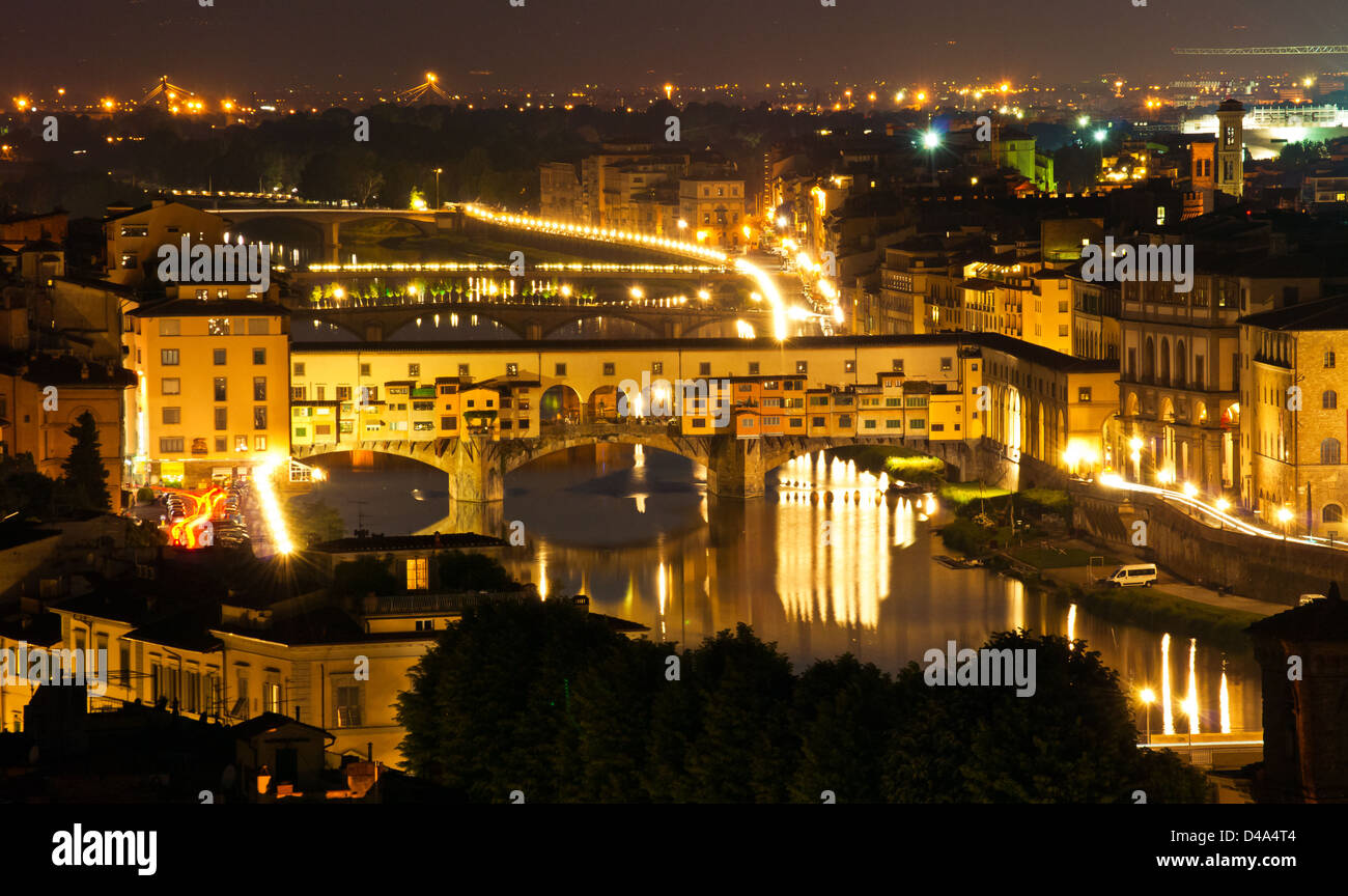 Night view over Florence, in Italy Stock Photo - Alamy