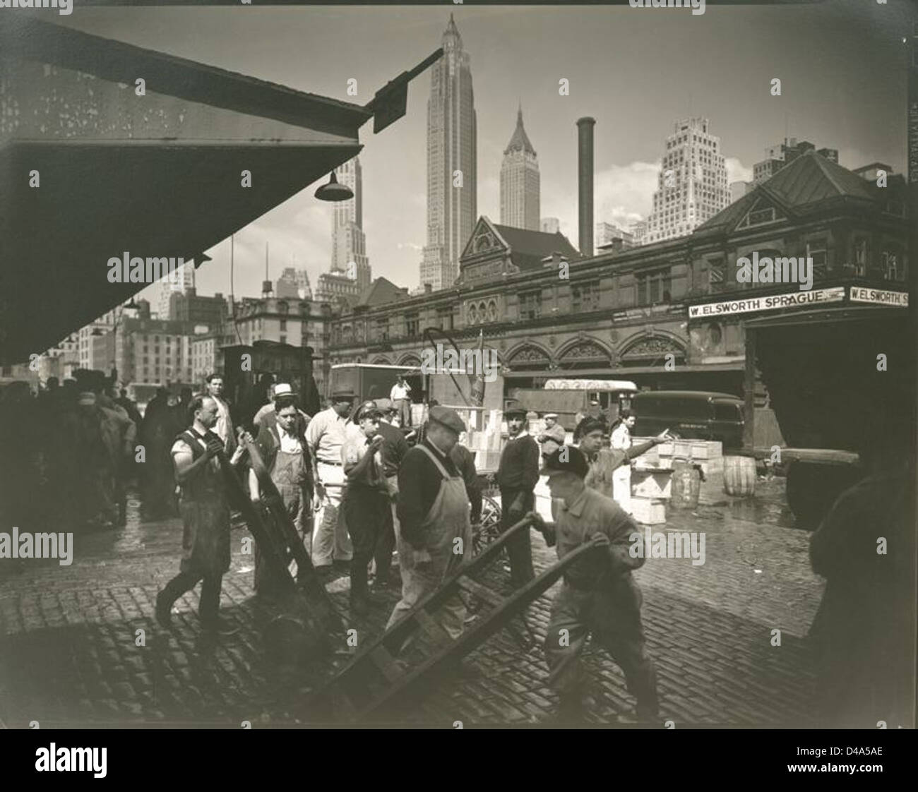 The Fulton Street Fish Market in Lower Manhattan, captured in 1936 ...