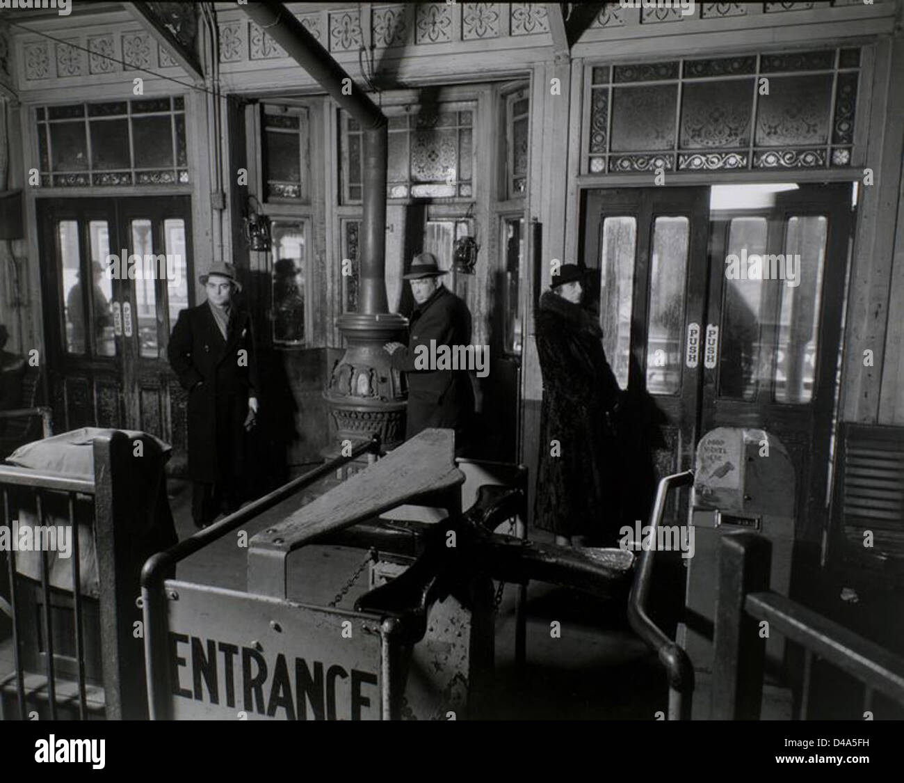 The image shows architectural details of the 'El' station at Sixth and ...