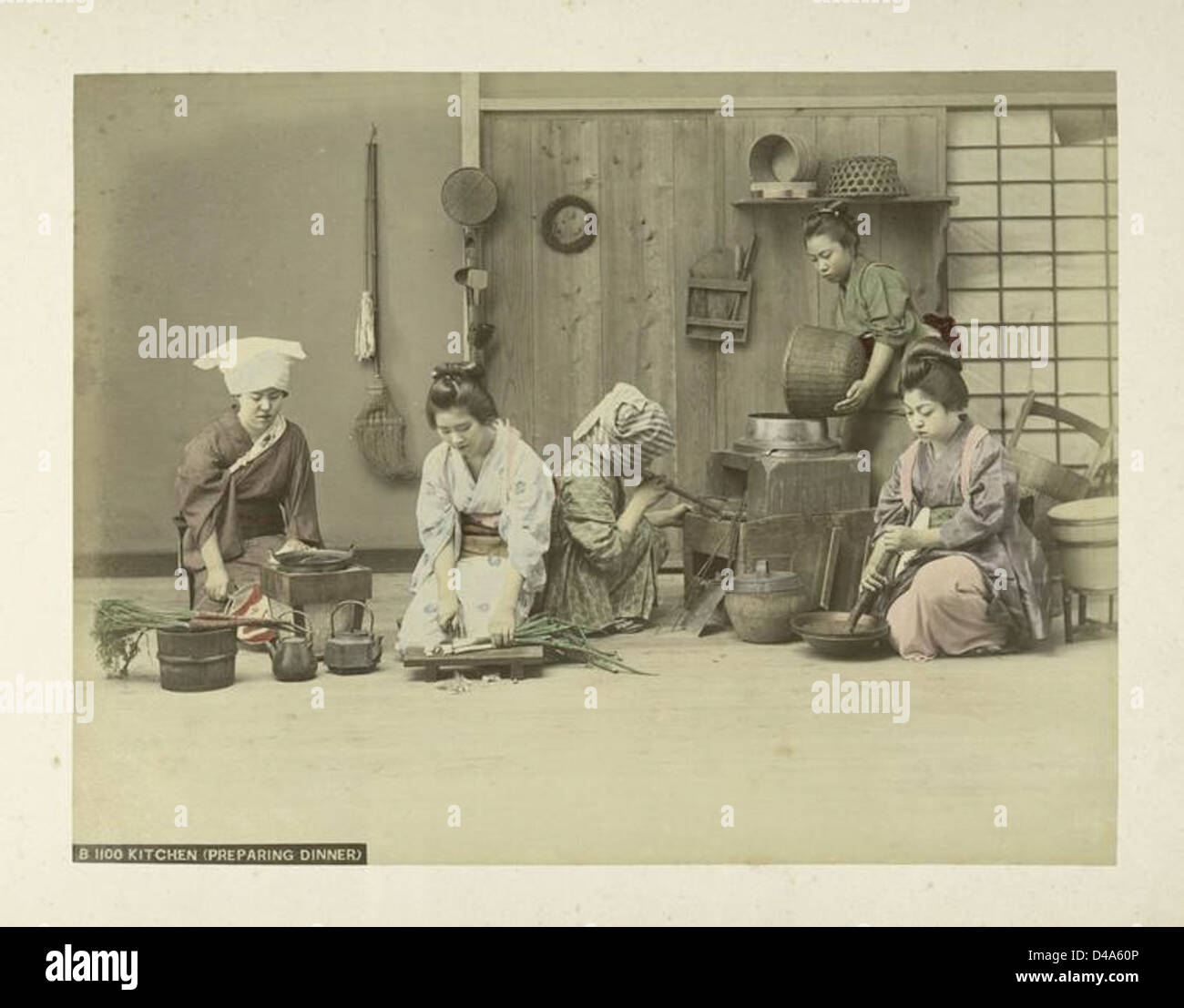 A photo depicting a traditional Japanese kitchen in the process of ...