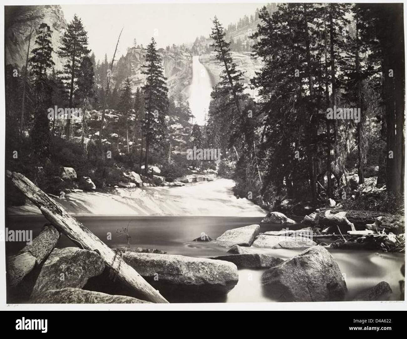 This 1861 photograph shows Nevada Fall, a 700-foot waterfall located in ...