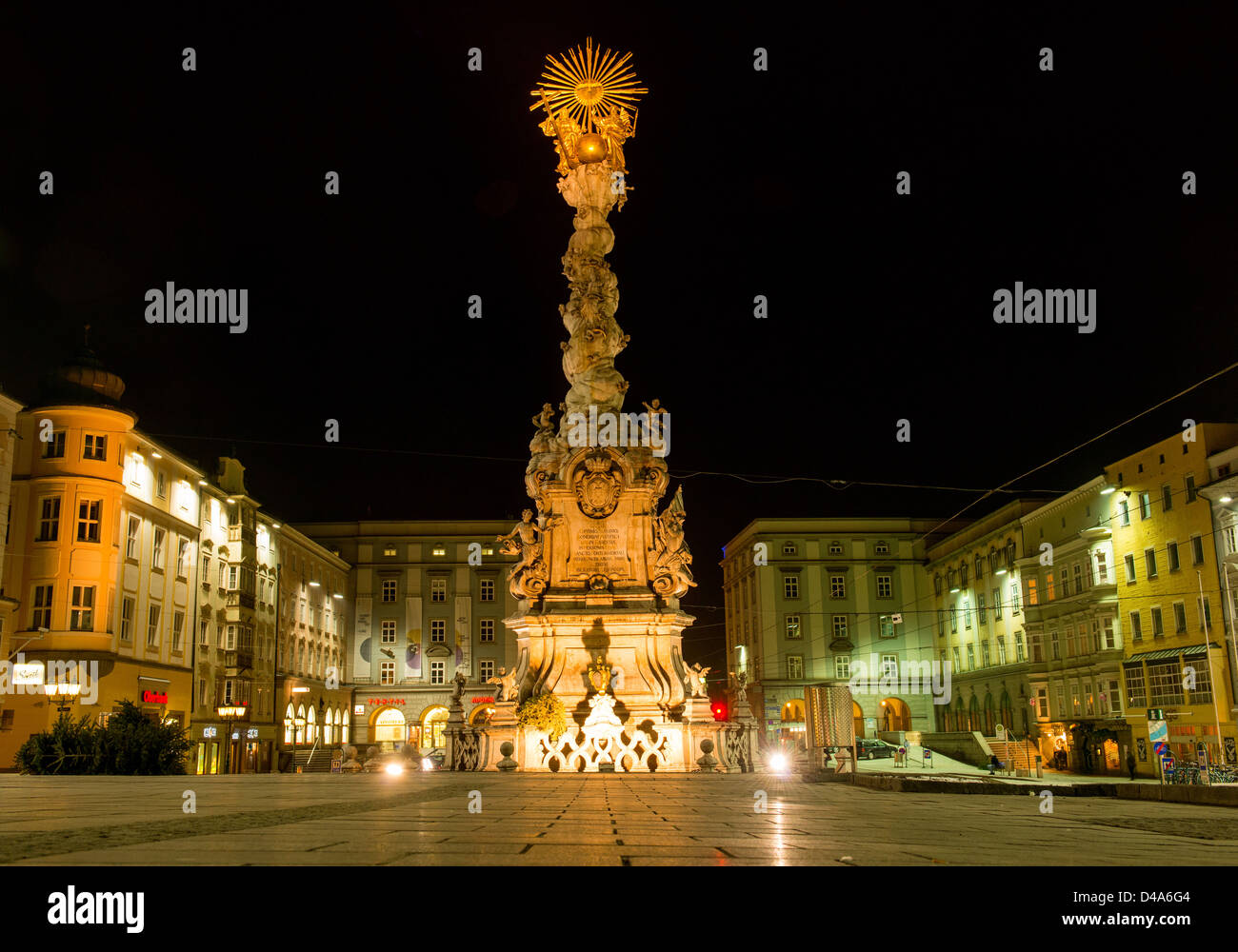 Famous Baroque Trinity / Plague Column on Linz main square (Hauptplatz ...