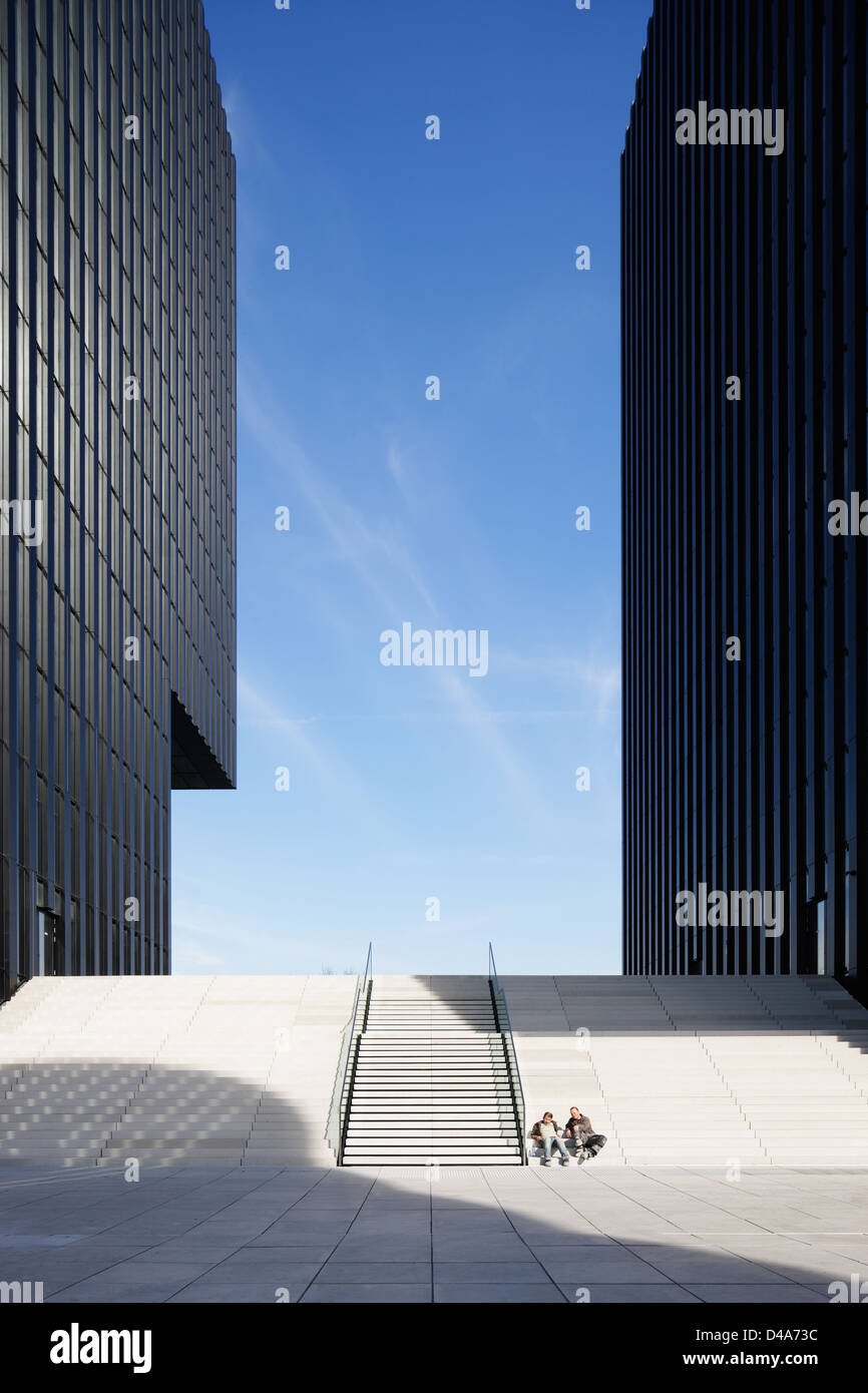 Duesseldorf, Germany, exterior stairs between two buildings at the ...