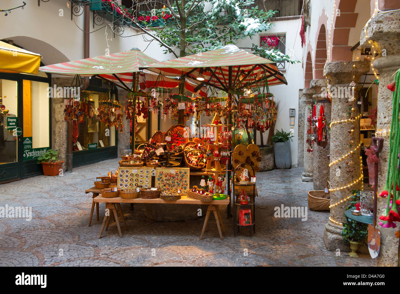 Souvenirs kiosk with toys, magnets and national austrian furnish on ...
