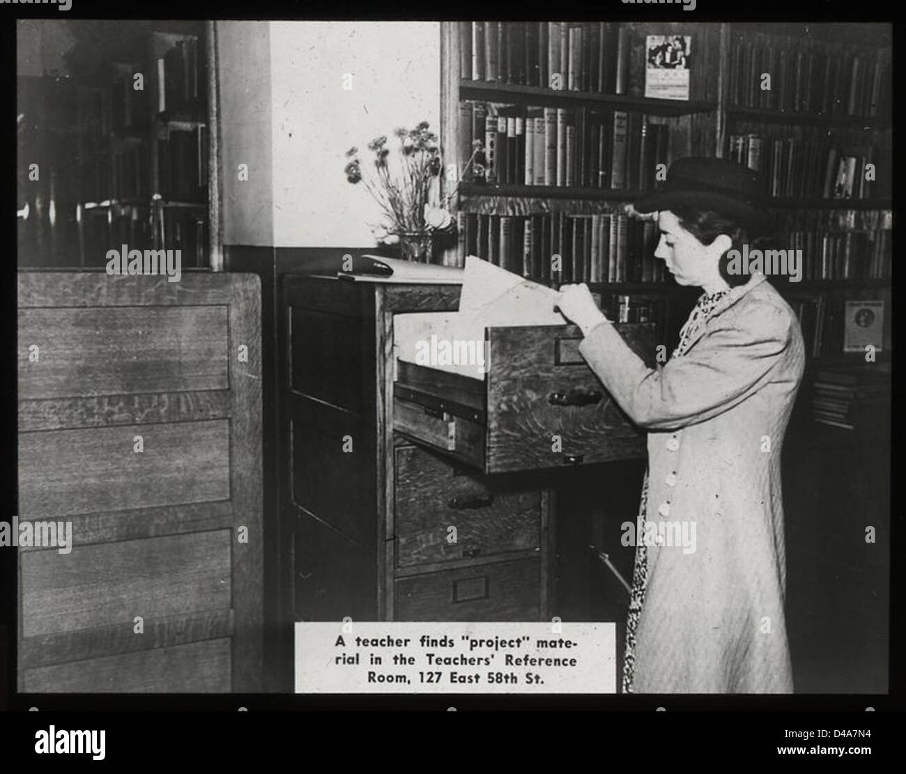 This 1938 photograph shows a teacher’s reference room in a library ...