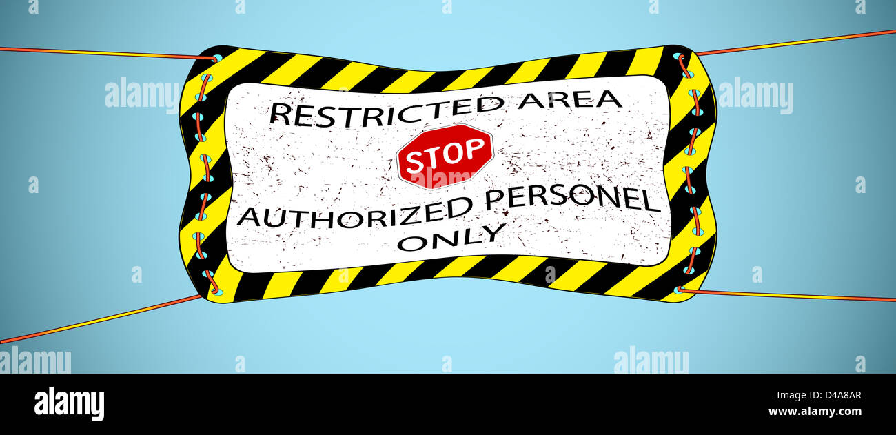 restricted area hanged banner over sky background, abstract vector art ...