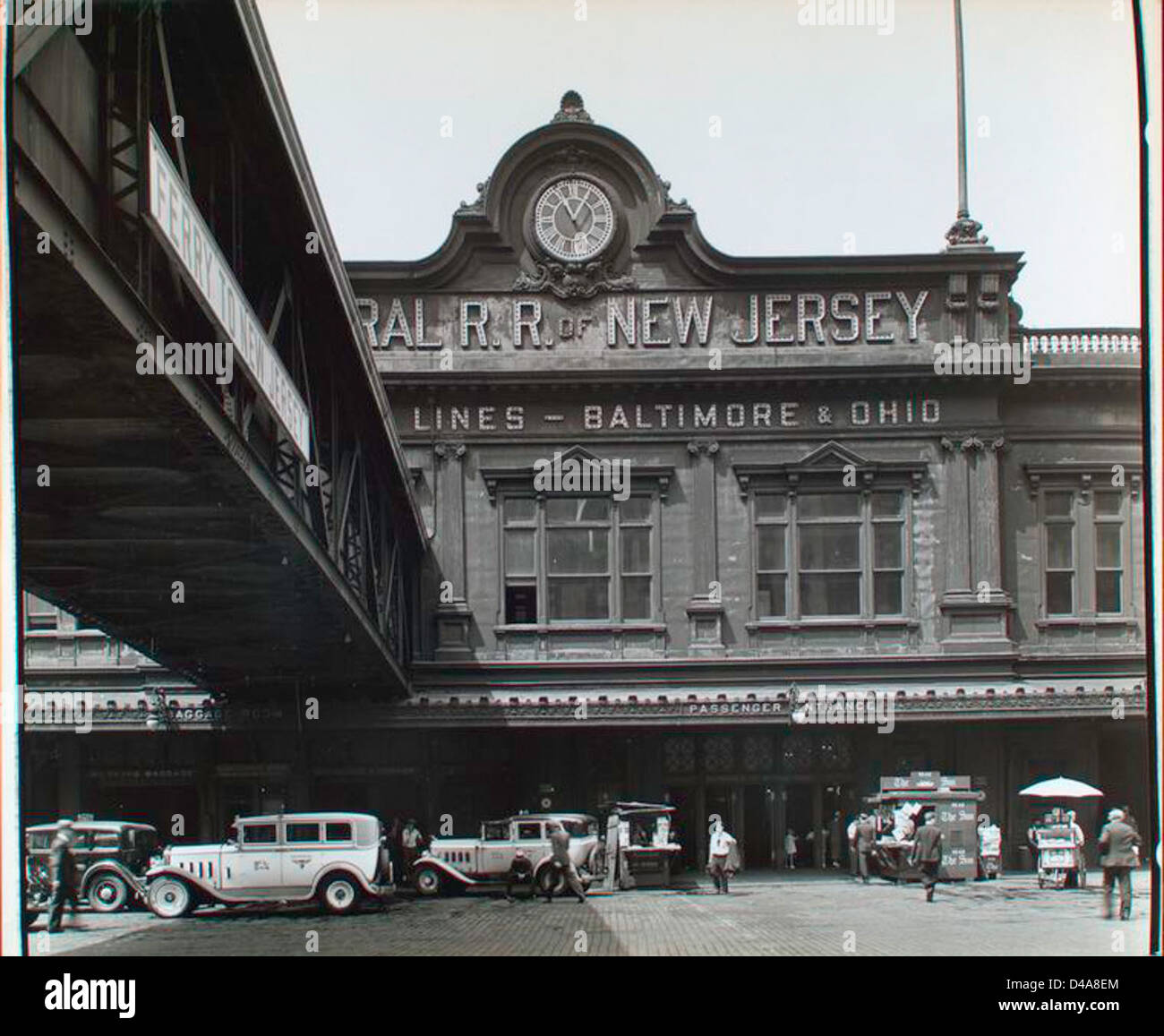This 1936 photograph captures the ferry terminal at the foot of Liberty ...