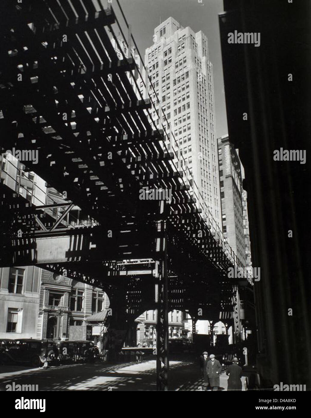 This image from 1936 depicts the elevated railroad lines of the Second ...