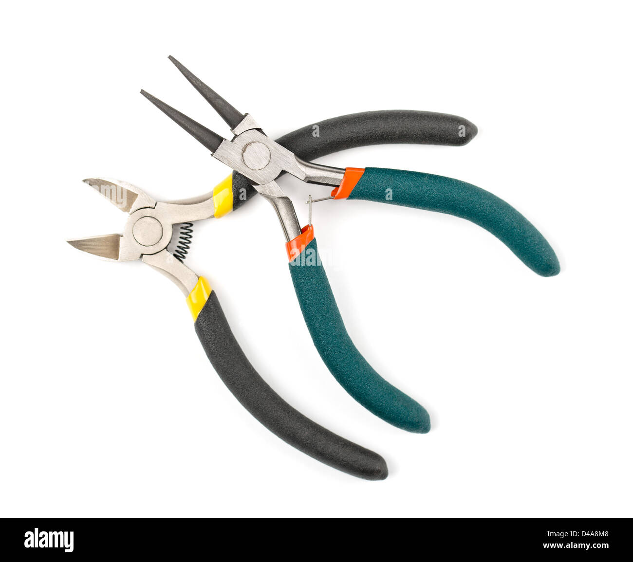 Round-pliers and nippers with a small shadow on white background Stock ...