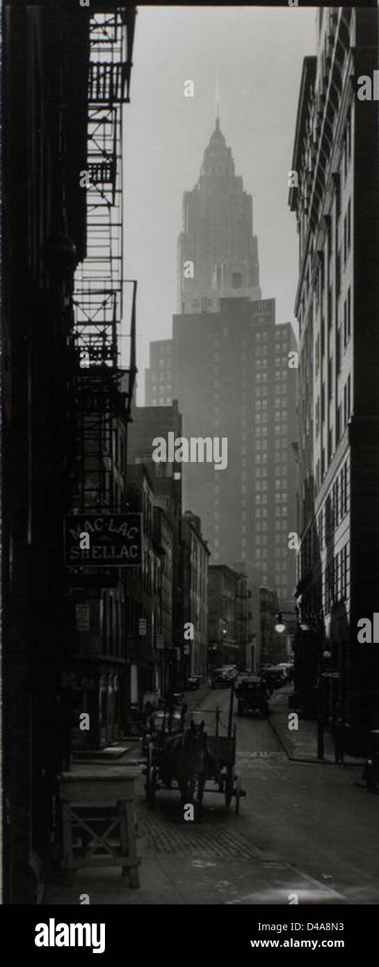 A photograph by Berenice Abbott of Cliff Street and Ferry Street in ...
