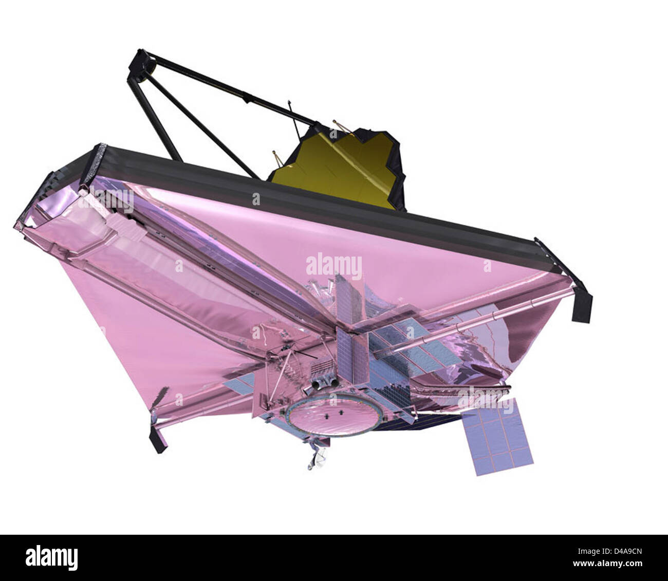 An artist's impression of the James Webb Space Telescope, showing its ...