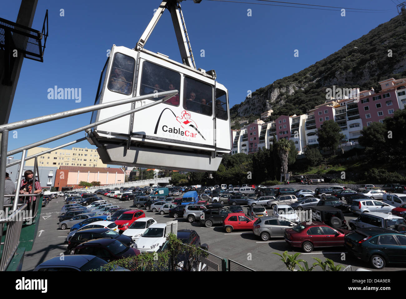 Gibraltar Cable Car at the base station Stock Photo - Alamy