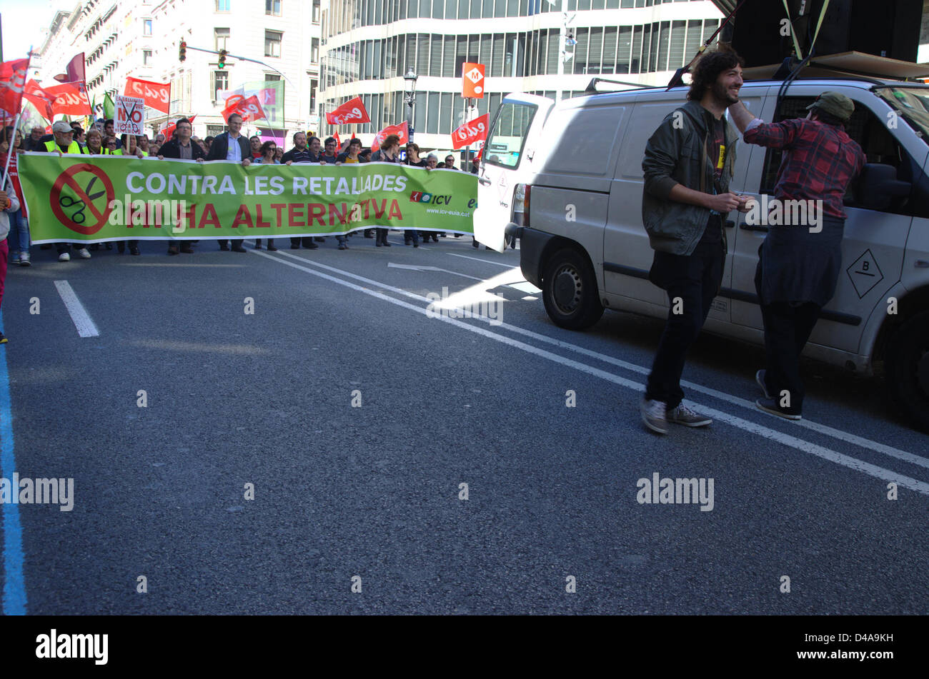 Barcelona (Spain), March 10, 2013. Protests against Spanish and ...
