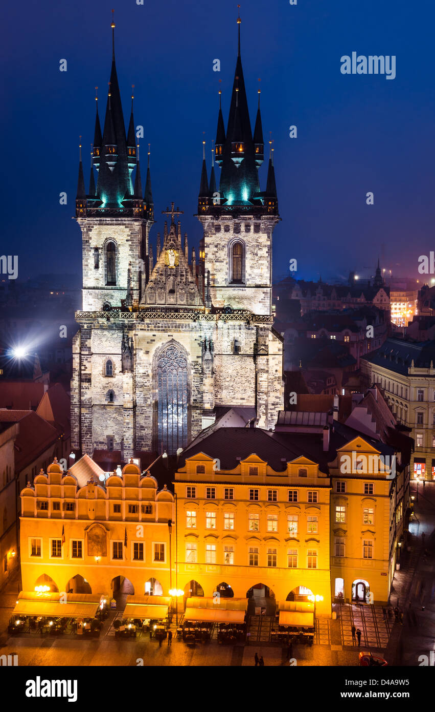One of the Prague symbols, Church of Our Lady of Tyn, with gothic ...