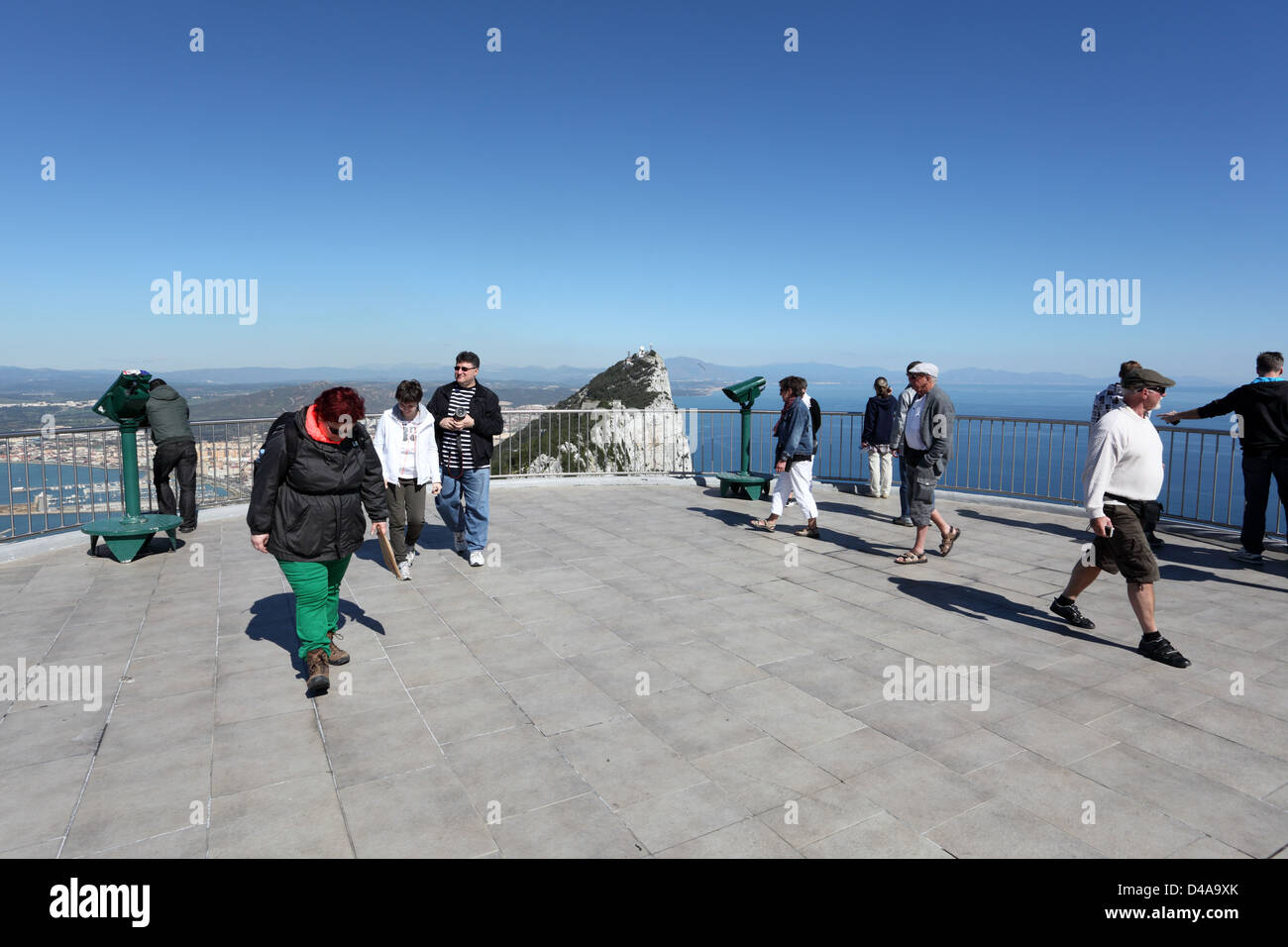 Tourists at Top of the Rock platform in Gibraltar Stock Photo - Alamy