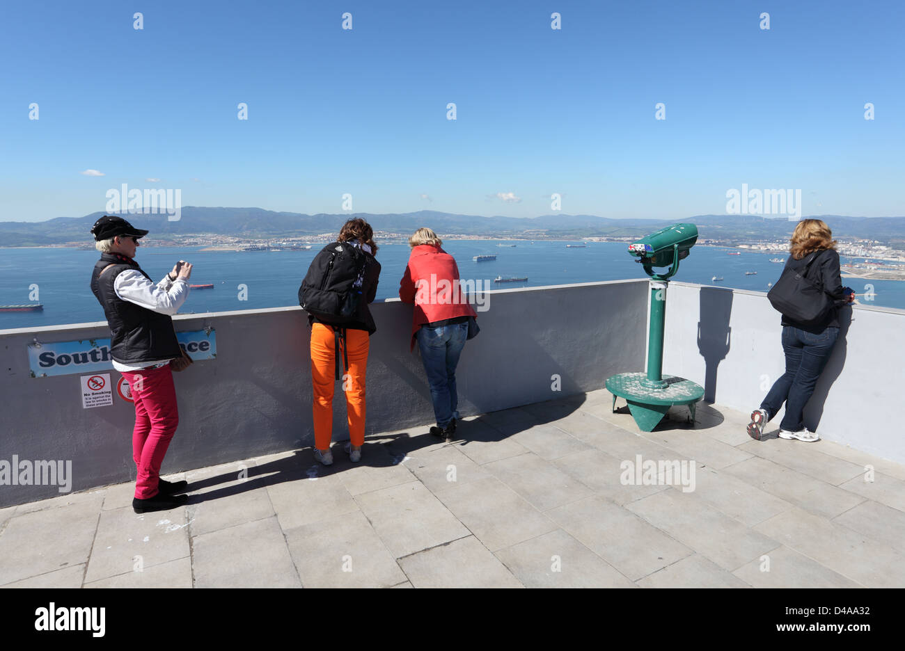 Tourists at Top of the Rock platform in Gibraltar Stock Photo - Alamy