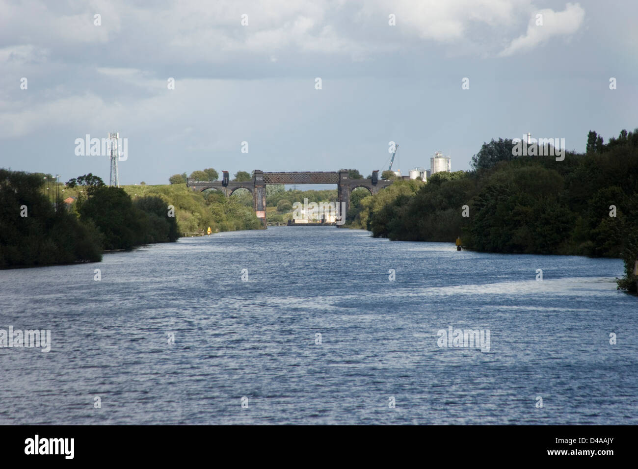 Cadishead Viaduct Bridge on the Manchester Ship Canal from the Mersey ...