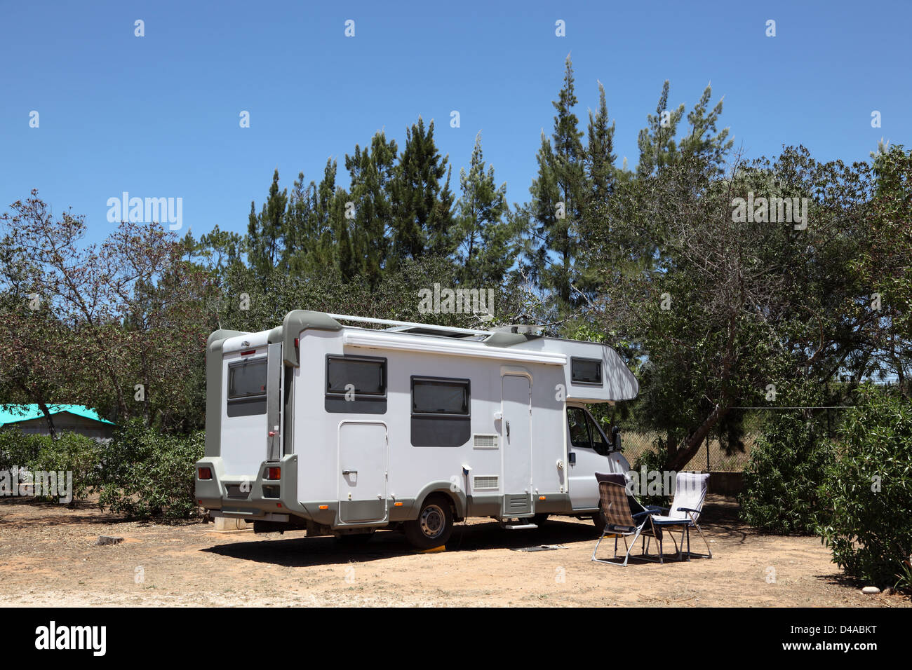 European Motorhome on a camping in Portugal Stock Photo - Alamy