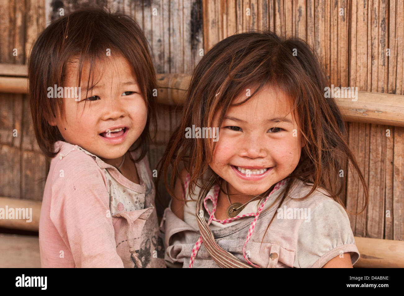 cute Lanten girls in their village, Luang Nam Tha, Laos Stock Photo - Alamy