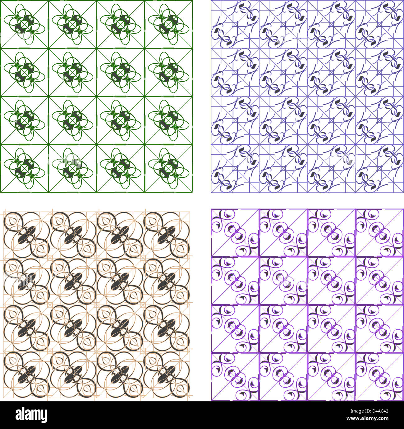 Seamless wallpaper pattern, set of four colors Stock Photo - Alamy