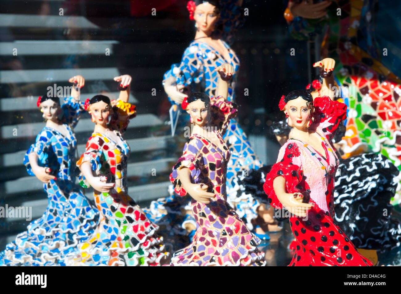 Dolls as flamenco dancers in a shop window. Madrid, Spain Stock Photo ...