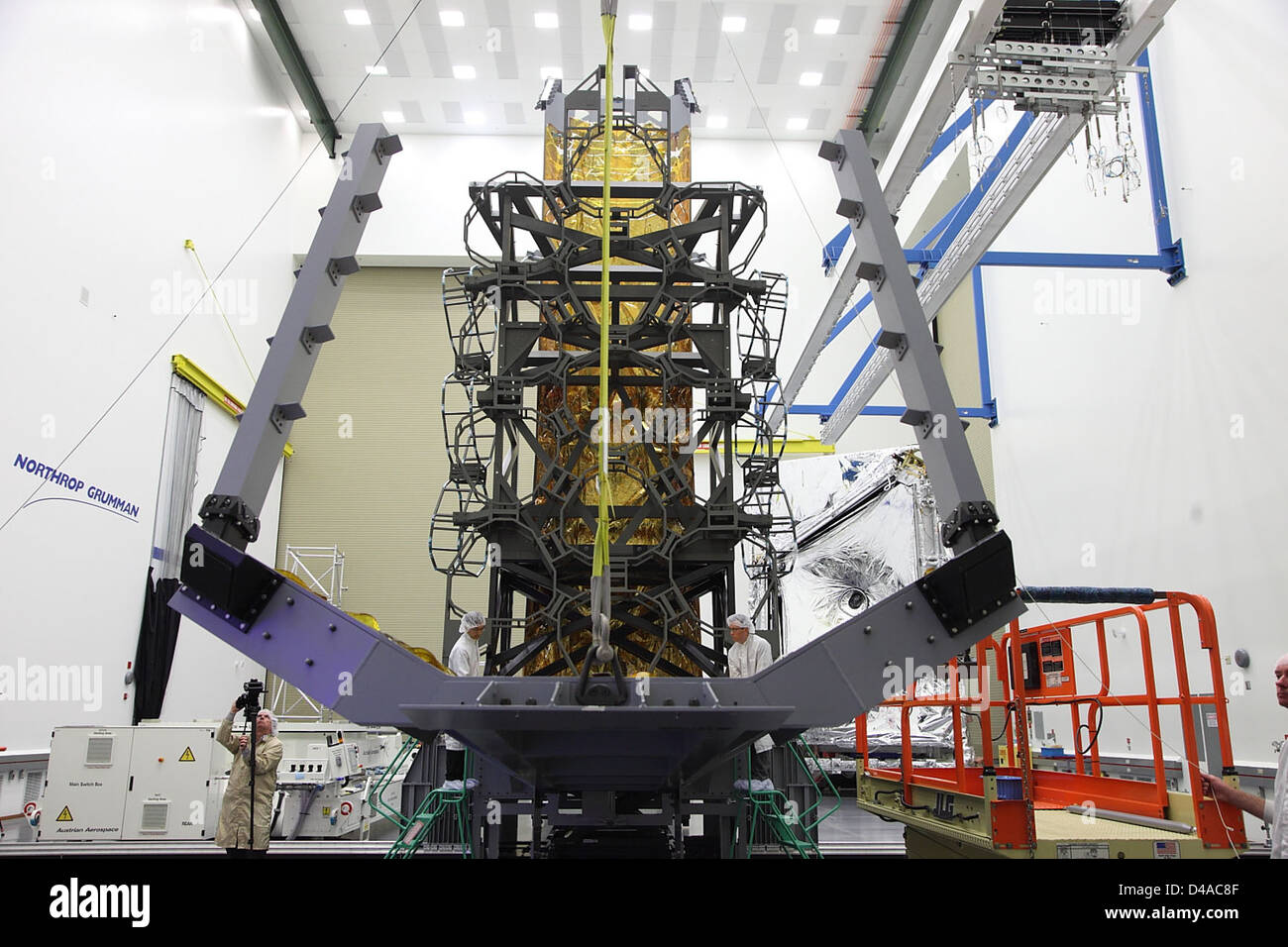 A full-scale mock-up of the James Webb Space Telescope's backplane is ...