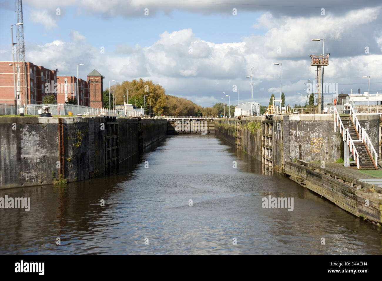 Irlam Locks on the Manchester Ship Canal from the Mersey Ferry Stock ...
