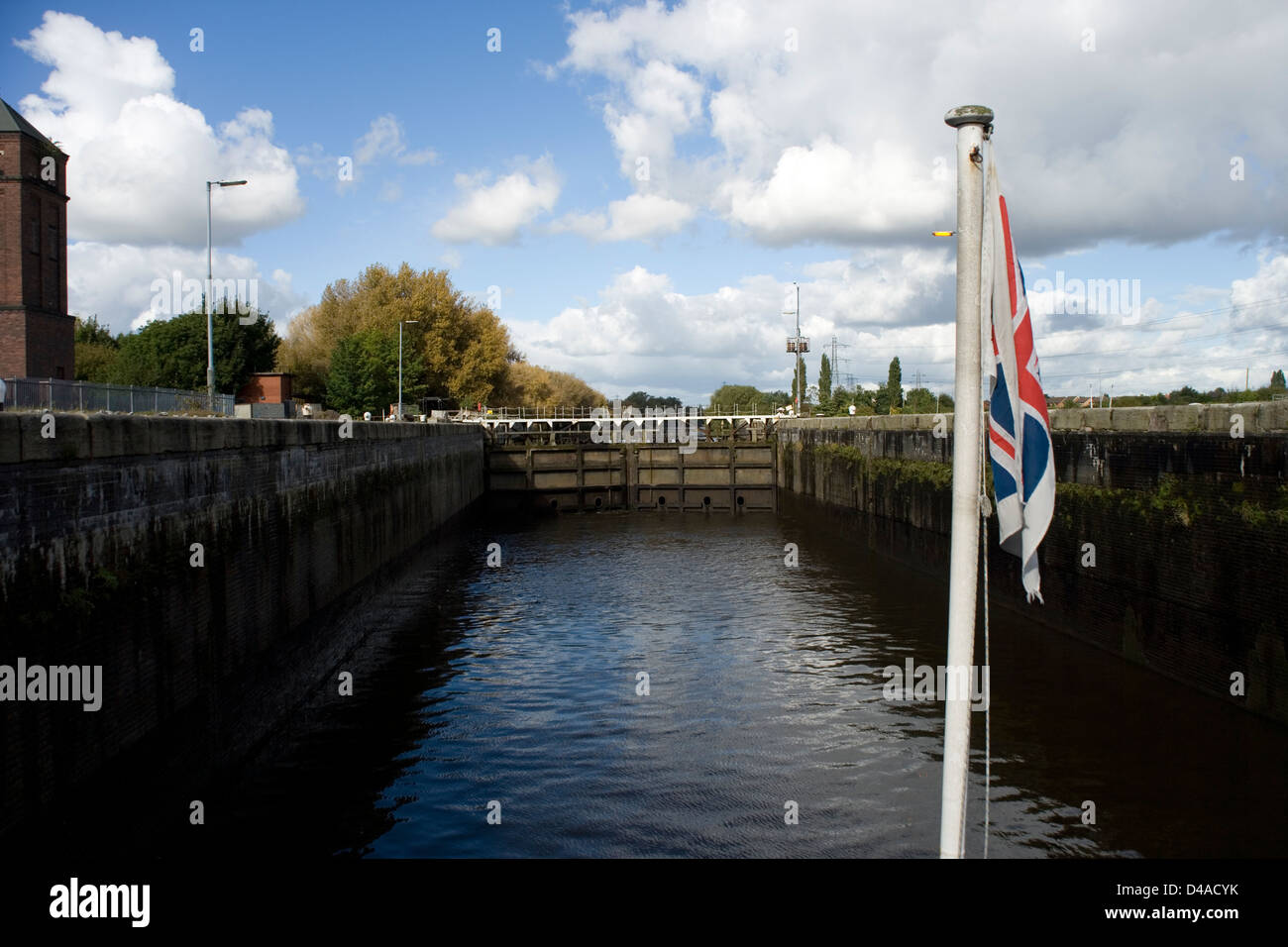 Irlam Locks on the Manchester Ship Canal from the Mersey Ferry Stock ...