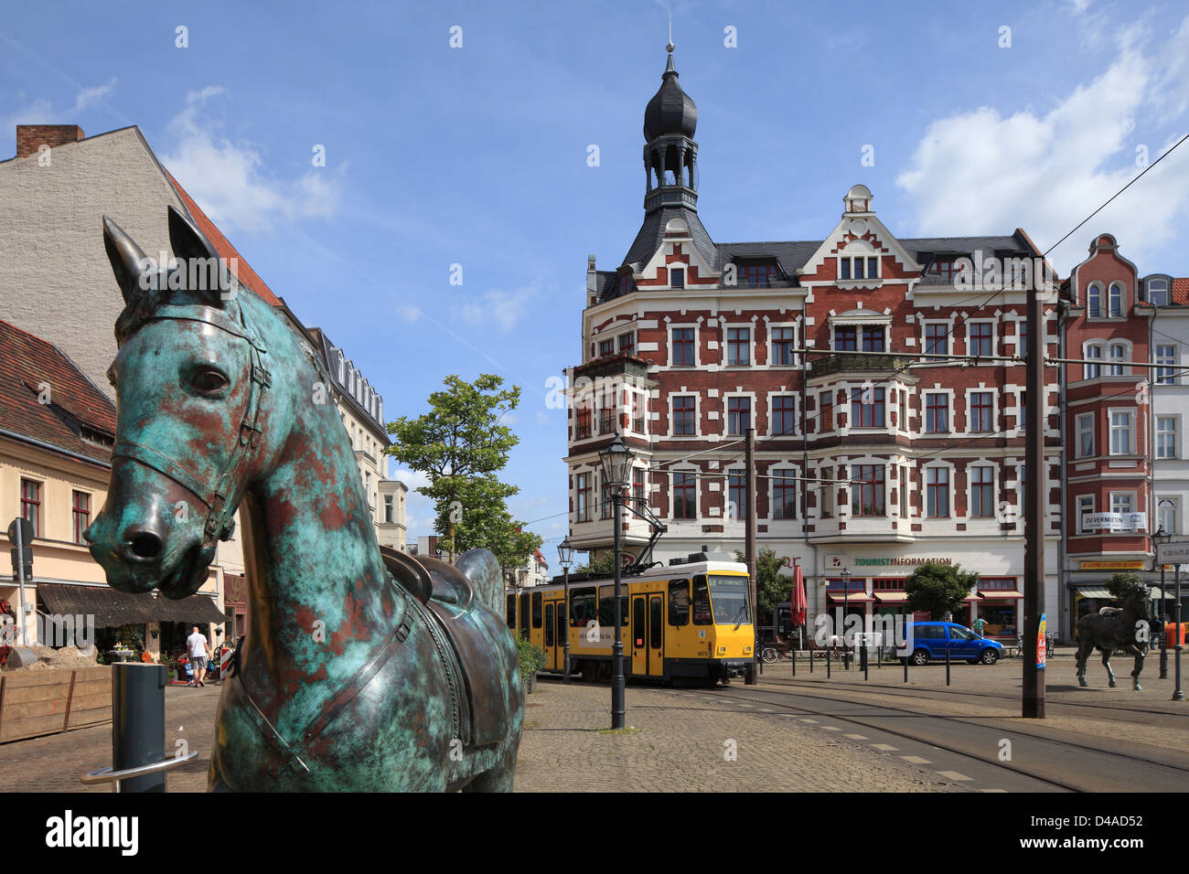 Berlin, Germany, horse sculpture on the Palace Square in the old town ...