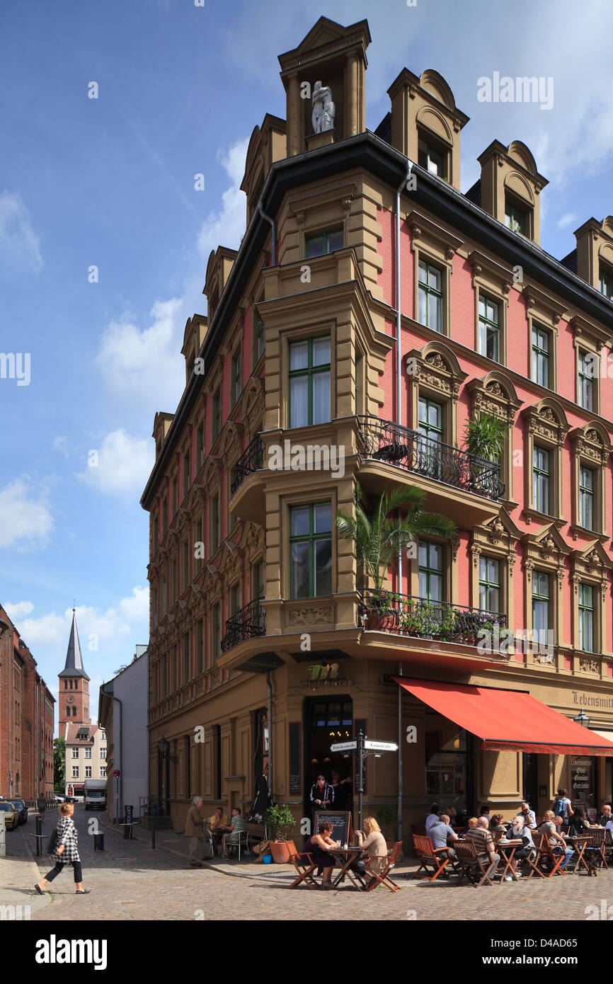 Berlin, Germany, a street cafe in the old town of Köpenick Stock Photo ...