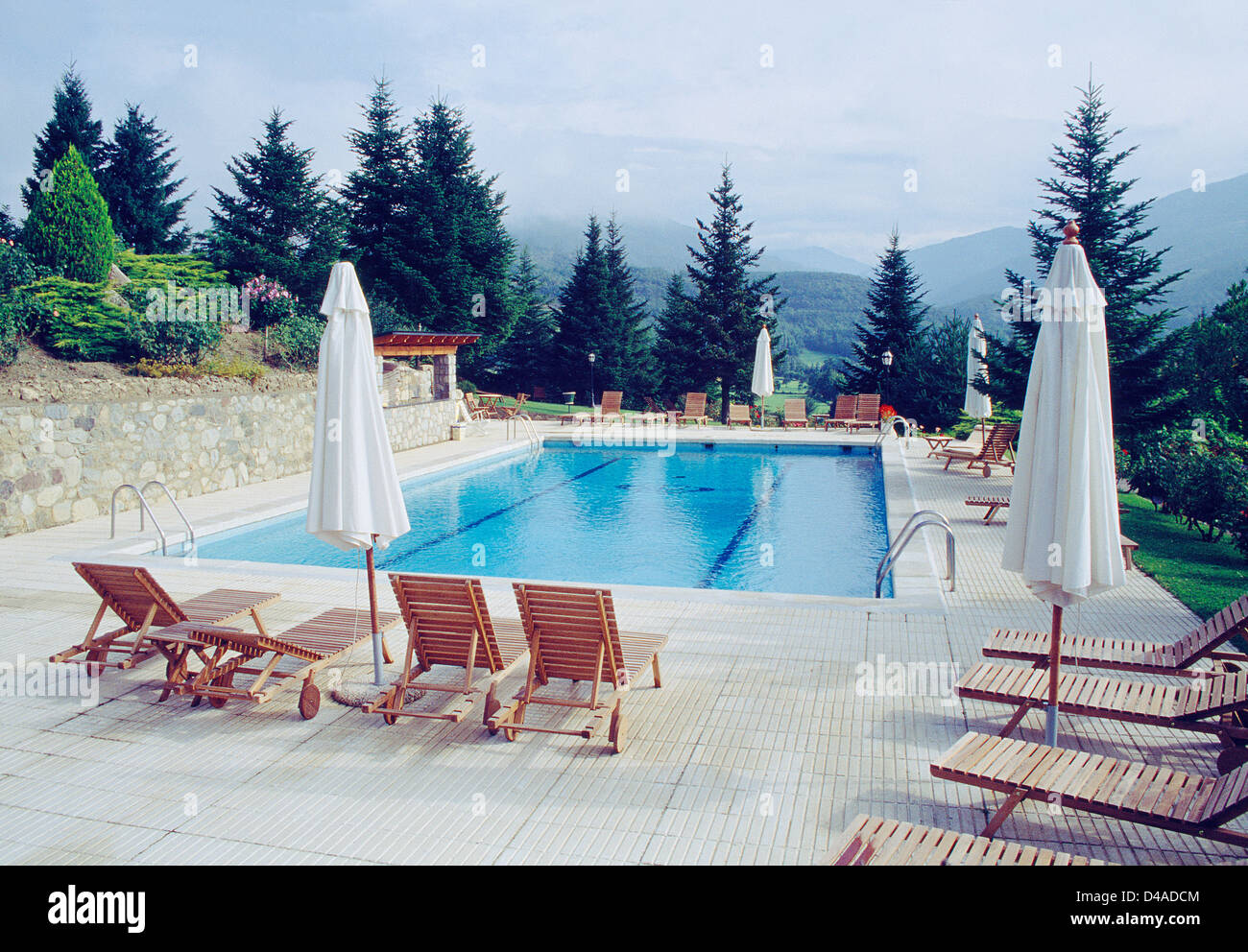 Swimming pool in a luxury hotel. Seo de Urgel, Lerida province ...