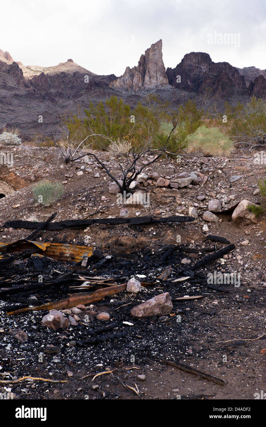 A fire ruin in Oatman, Arizona, USA Stock Photo - Alamy