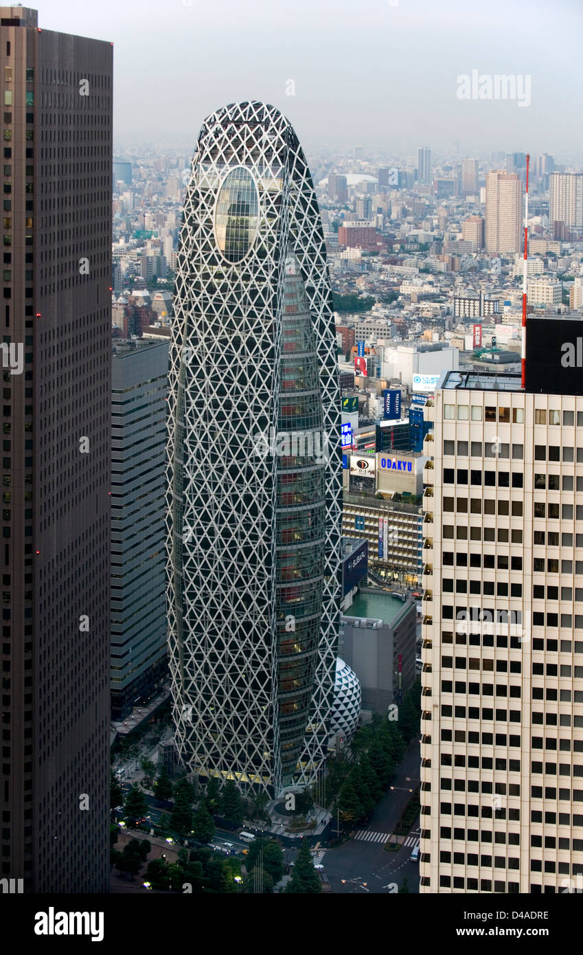 Aerial view of Tokyo city skyline including skyscraper high-rise corporate office buildings and ...