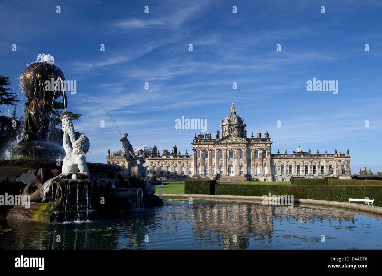 The Atlas Fountain with the house in the background,Castle Howard,North ...
