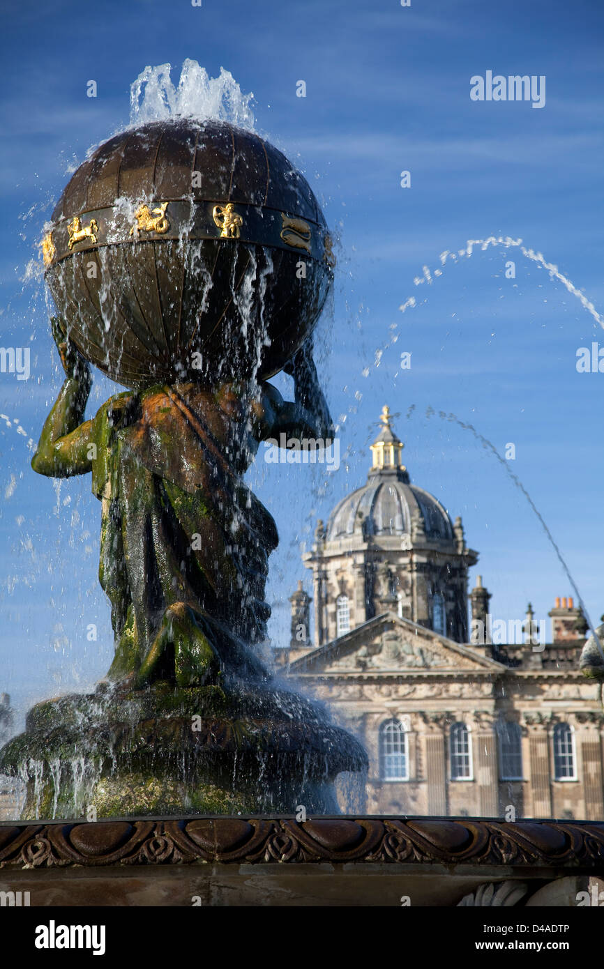The Atlas Fountain with the House in the background,Castle Howard,North ...