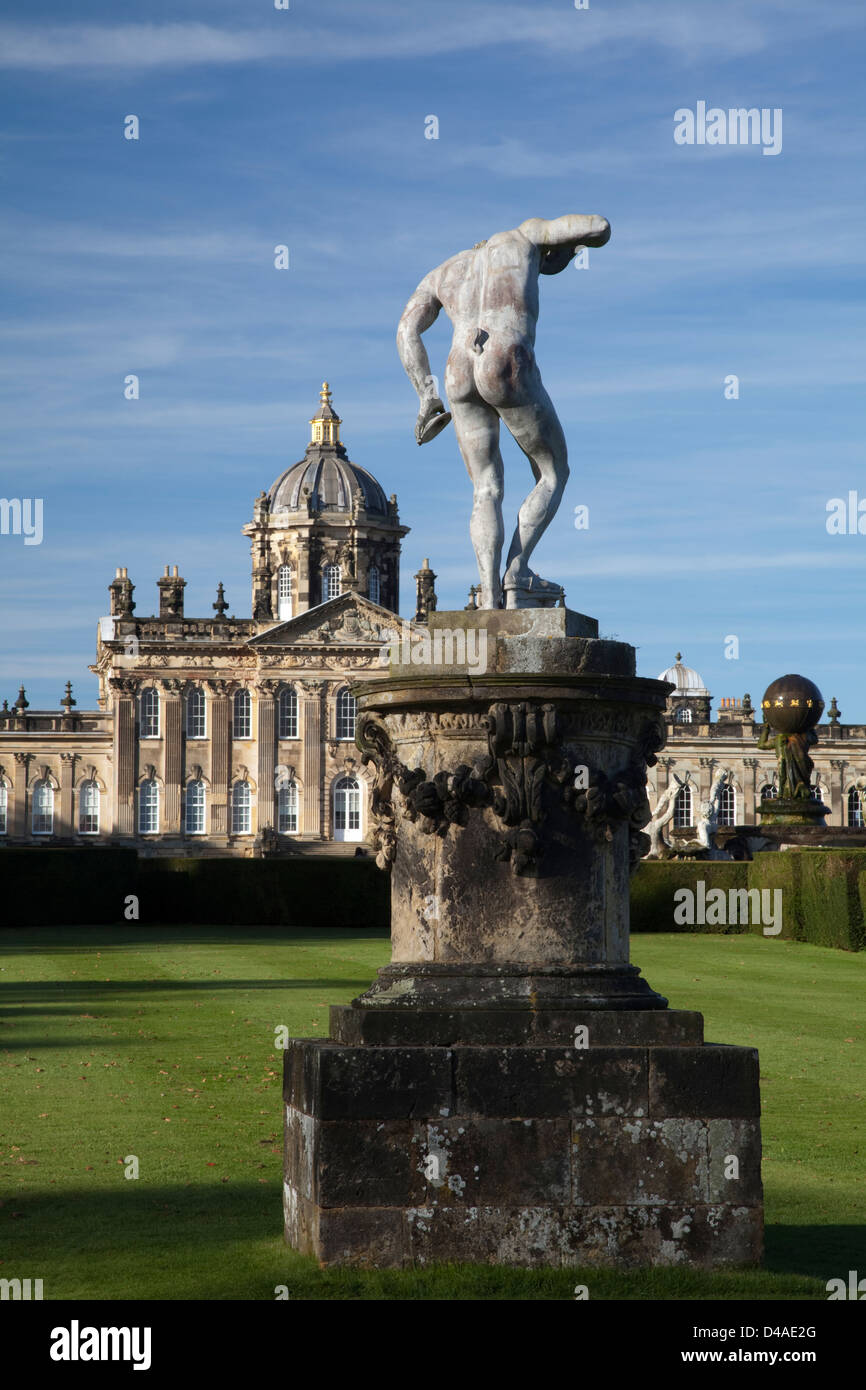 Statue in the Gardens with the House in the background,Castle Howard ...