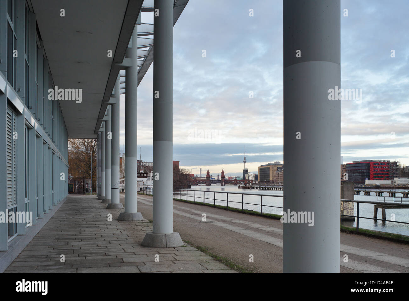 Berlin, Germany, pillars of the Twin Towers and the River Spree Stock ...