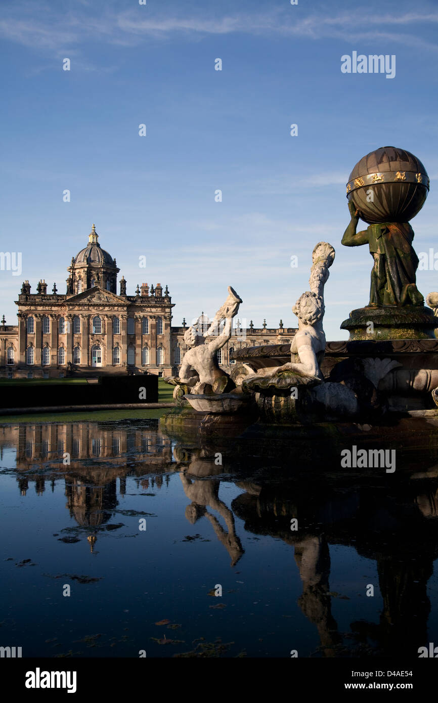 The Atlas Fountain with the house in the background,Castle Howard,North ...