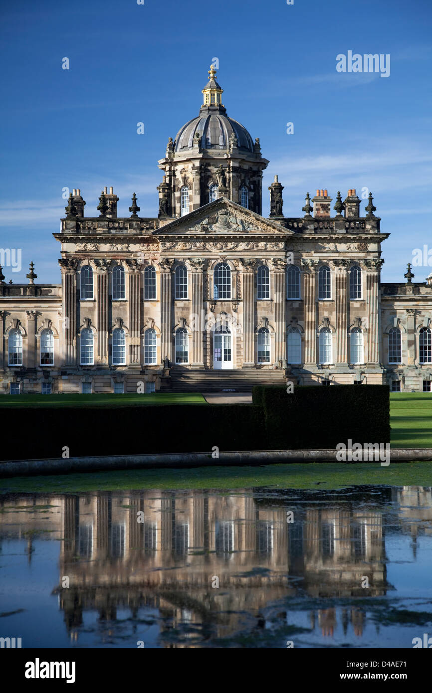 The House reflected in the Atlas Fountain,Castle Howard,North Yorkshire ...