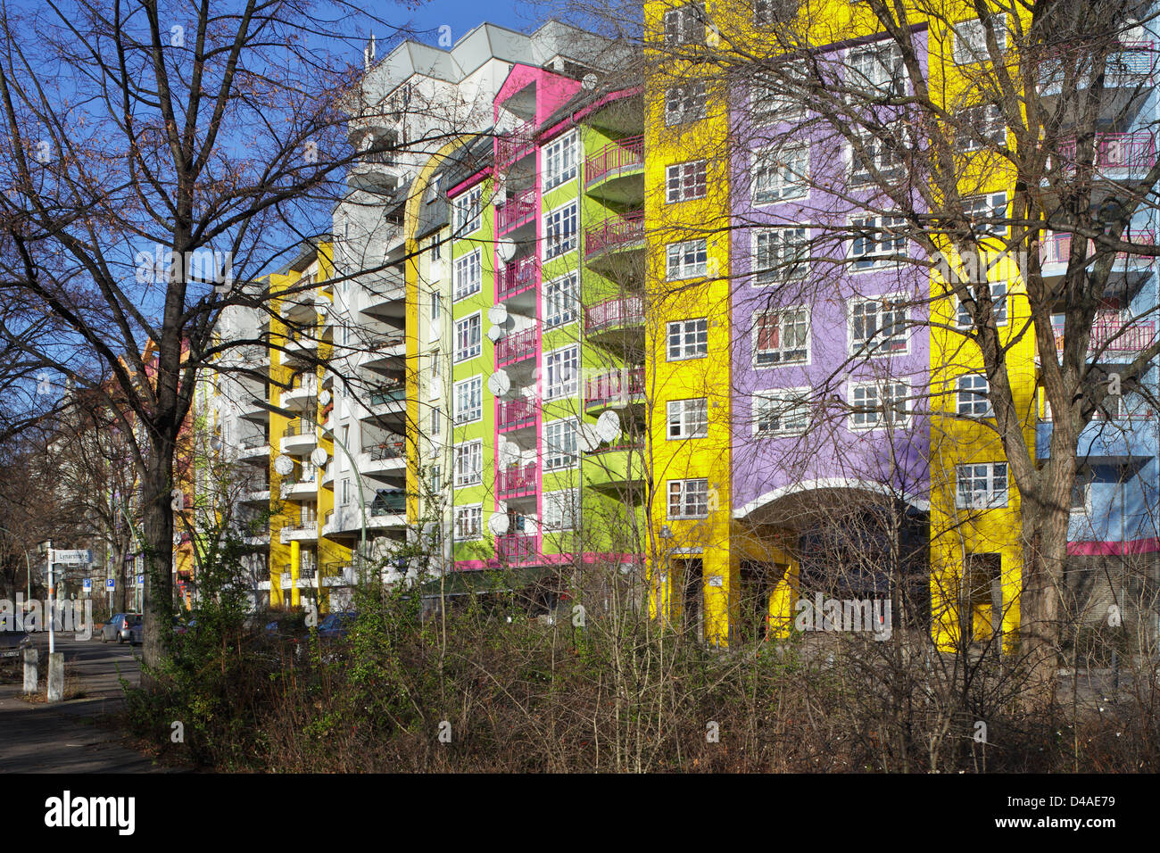 Berlin, Germany, residential buildings with colorful facades in ...
