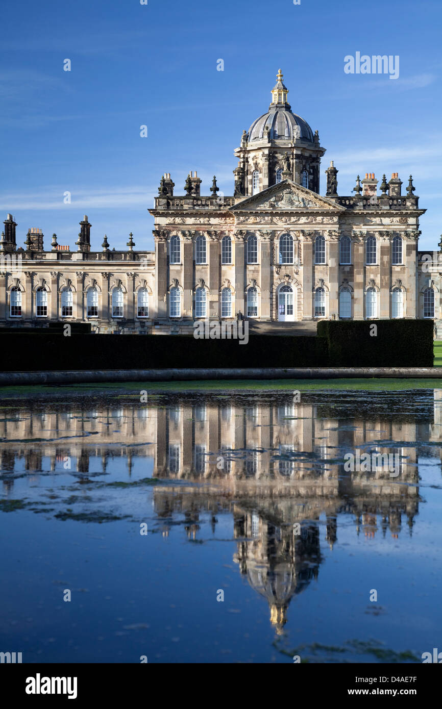 The House reflected in the Atlas Fountain,Castle Howard,North Yorkshire ...
