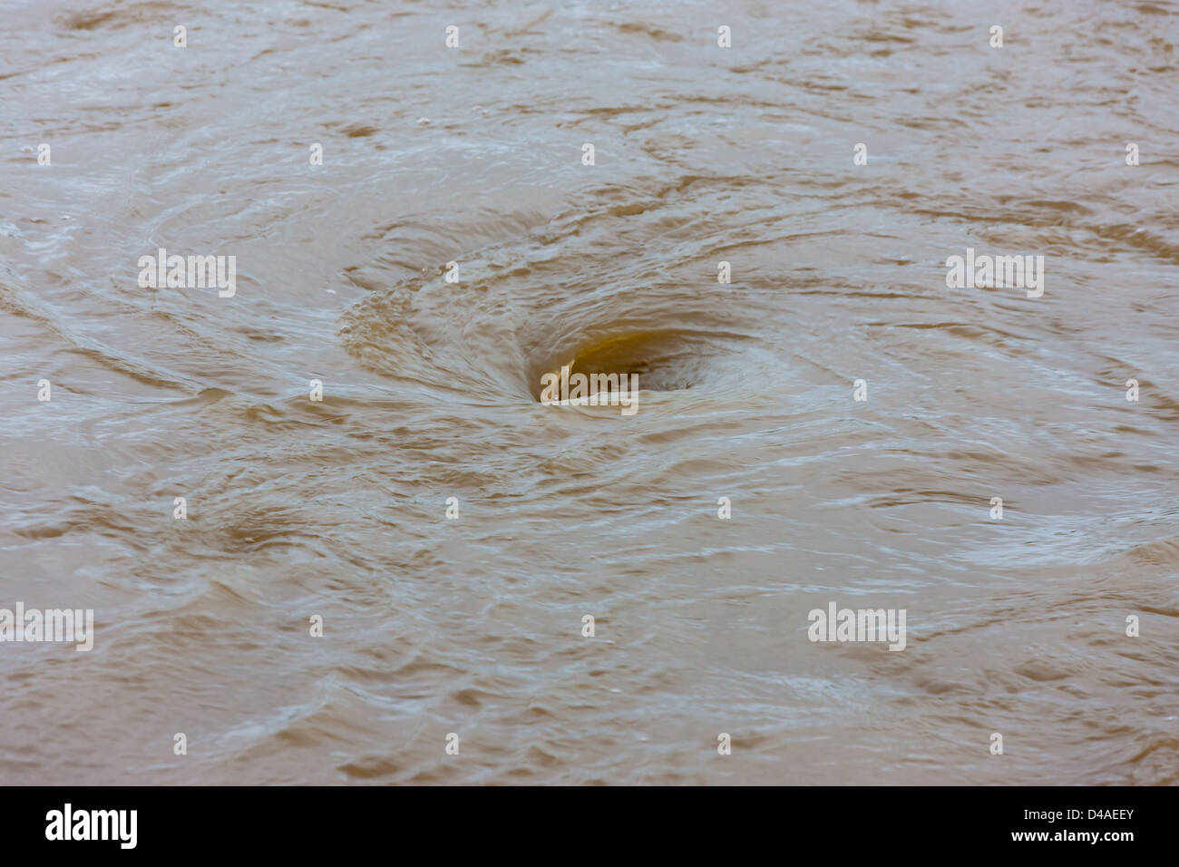 A temporary eddy in the surging River Brue after heavy rain Stock Photo ...