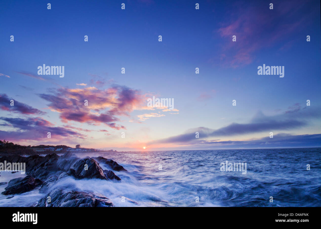 Spectacular sunset over the Atlantic Ocean in Gaspesie -Canada Stock ...